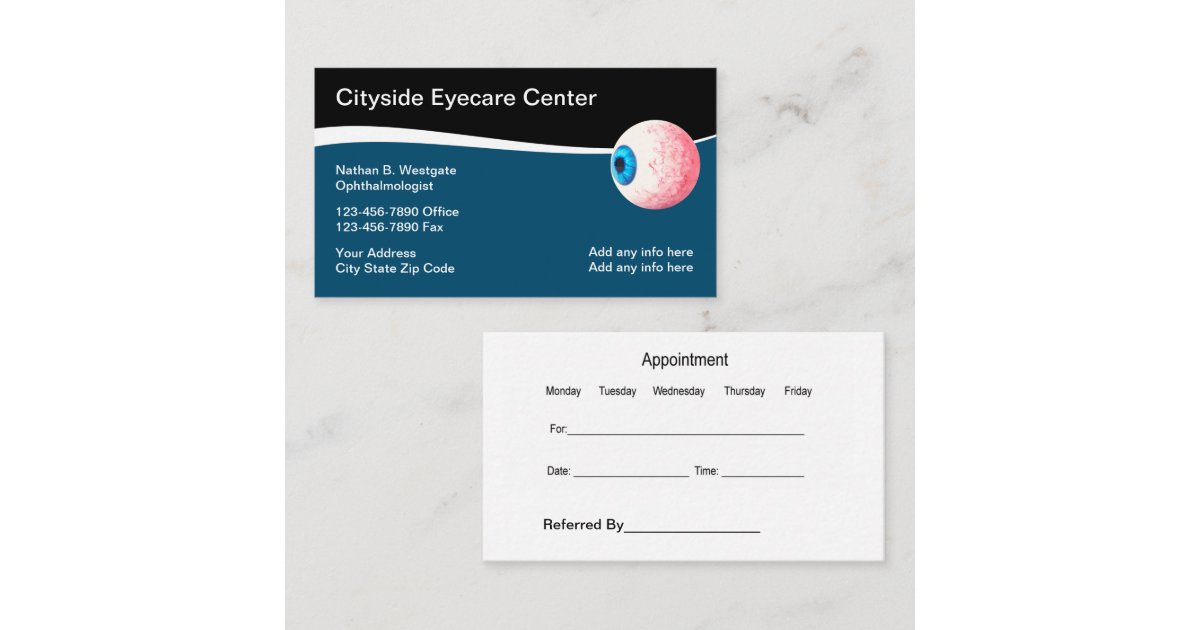 Eyecare Clinic Appointment And Ophthalmologist Business Card | Zazzle