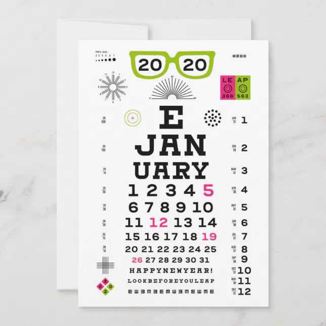 Eyechart 2020 New Year's Card | Zazzle