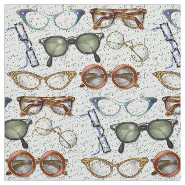 Owl Eyeglasses Pattern Fabric | Zazzle