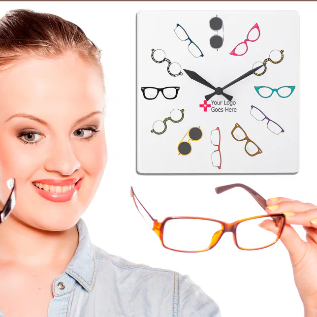 Eyeglasses Custom Logo Clock | Zazzle