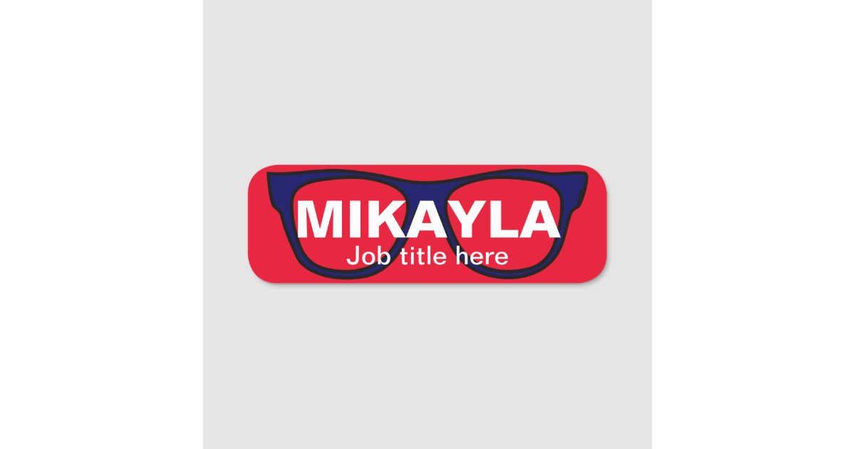 Eyeglasses on Red Optician Name Tag | Zazzle