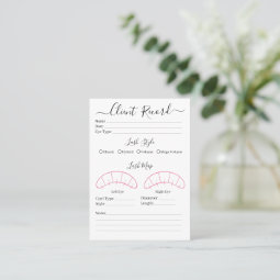 Eyelash extension client Record form Business Card | Zazzle