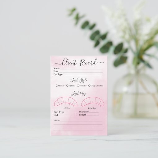 Eyelash extension client Record form Business Card | Zazzle