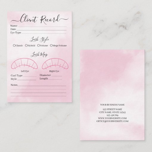 Eyelash extension client Record form Business Card | Zazzle