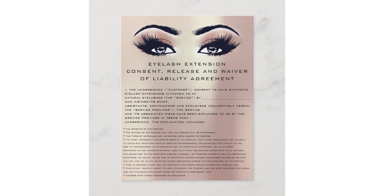 EYELASH EXTENSION CONSENT, RELEASE AND WAIVER Rose Flyer | Zazzle