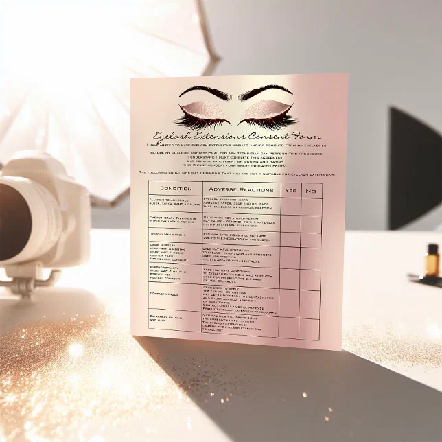 Eyelash Extension Liability Waiver Rose Pink Blush Flyer Zazzle 1755