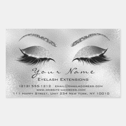 Eyelash Extension Makeup Beauty Salon Silver VIP Rectangular Sticker ...