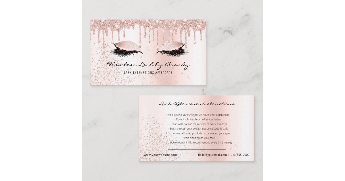 Eyelash Extensions Aftercare Glam Lashes Business Card | Zazzle