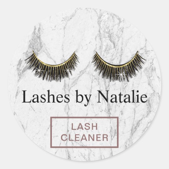 Eyelash Extensions Lash Cleaner Modern Marble Classic Round Sticker ...