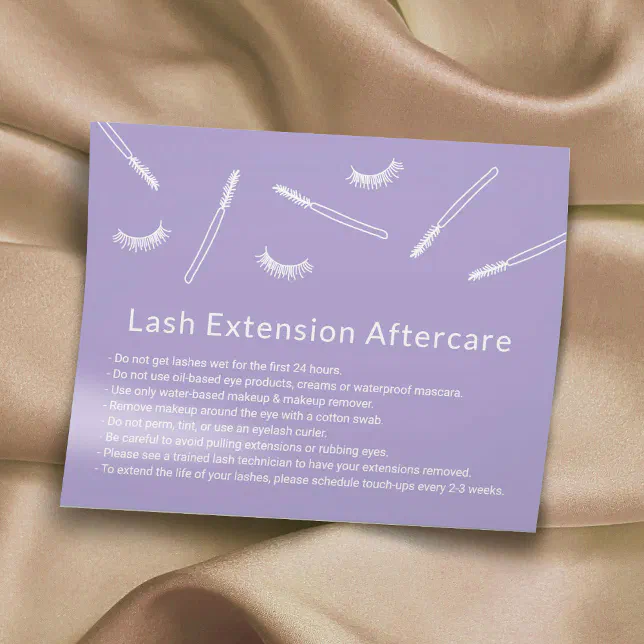 Eyelash Extensions Lavender Cute Salon Aftercare Flyer | Zazzle