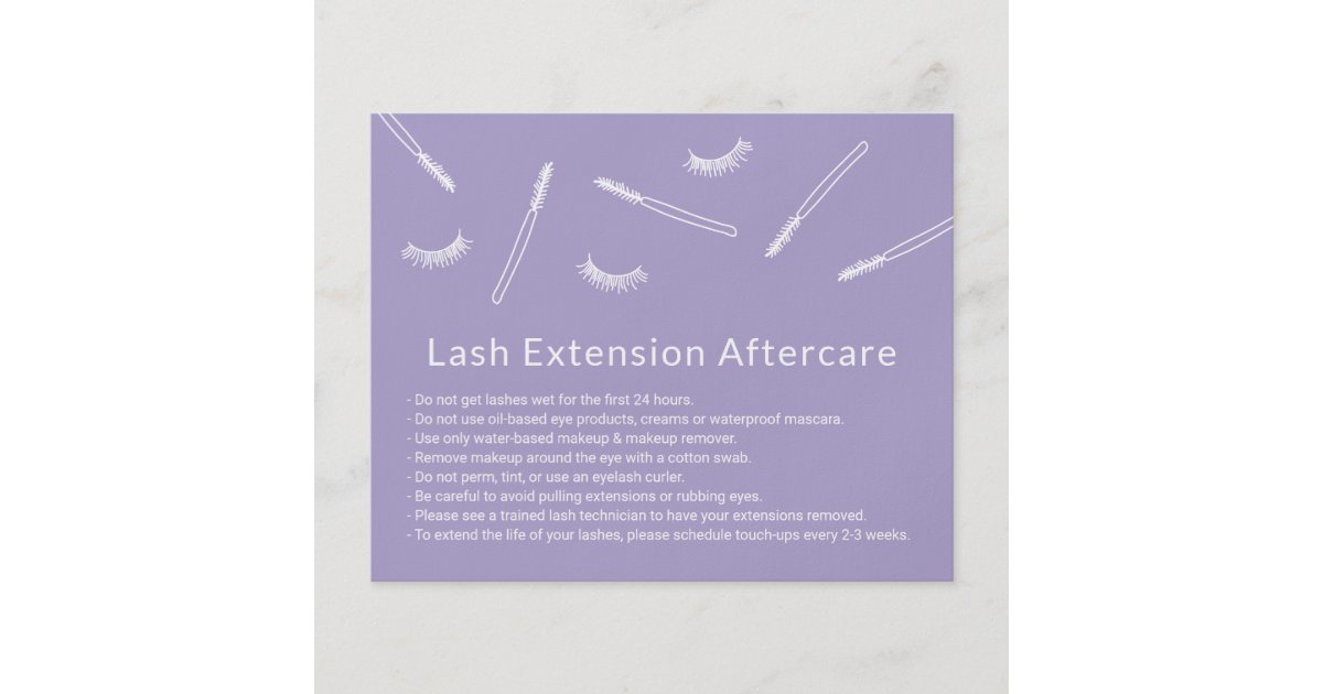 Eyelash Extensions Lavender Cute Salon Aftercare Flyer | Zazzle