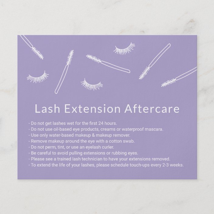 Eyelash Extensions Lavender Cute Salon Aftercare Flyer | Zazzle.com