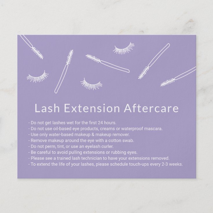 Eyelash Extensions Lavender Cute Salon Aftercare Flyer | Zazzle