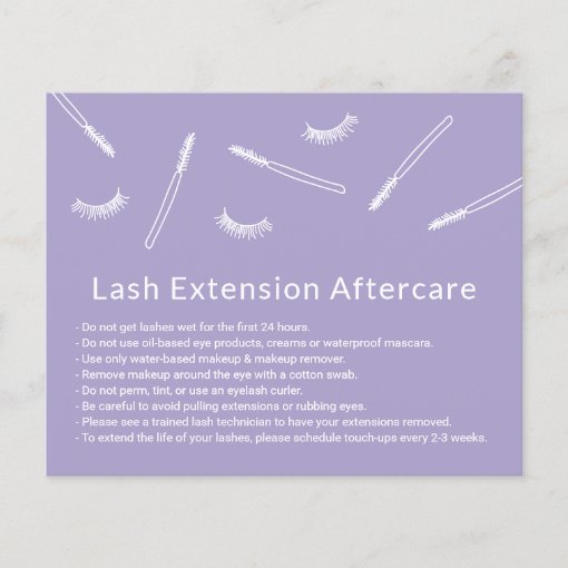 Eyelash Extensions Lavender Cute Salon Aftercare Flyer | Zazzle