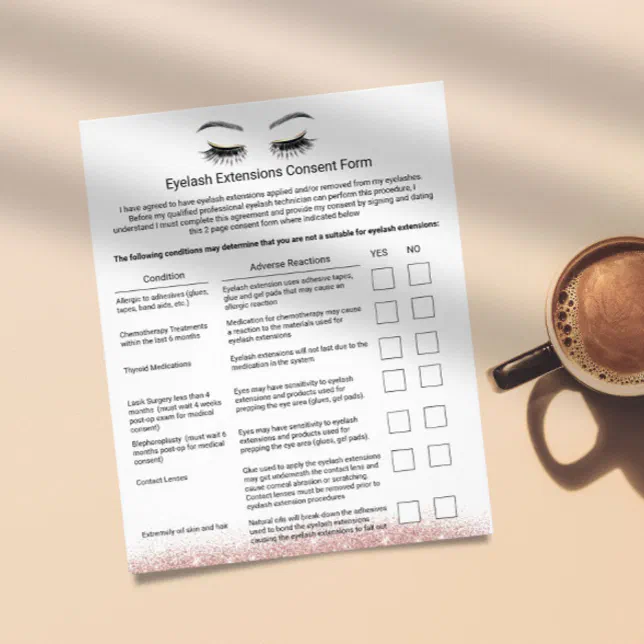 Eyelash Extensions Liability Waiver Release Form Flyer | Zazzle