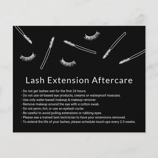 Eyelash Extensions Makeup Artist Cute Aftercare Flyer | Zazzle