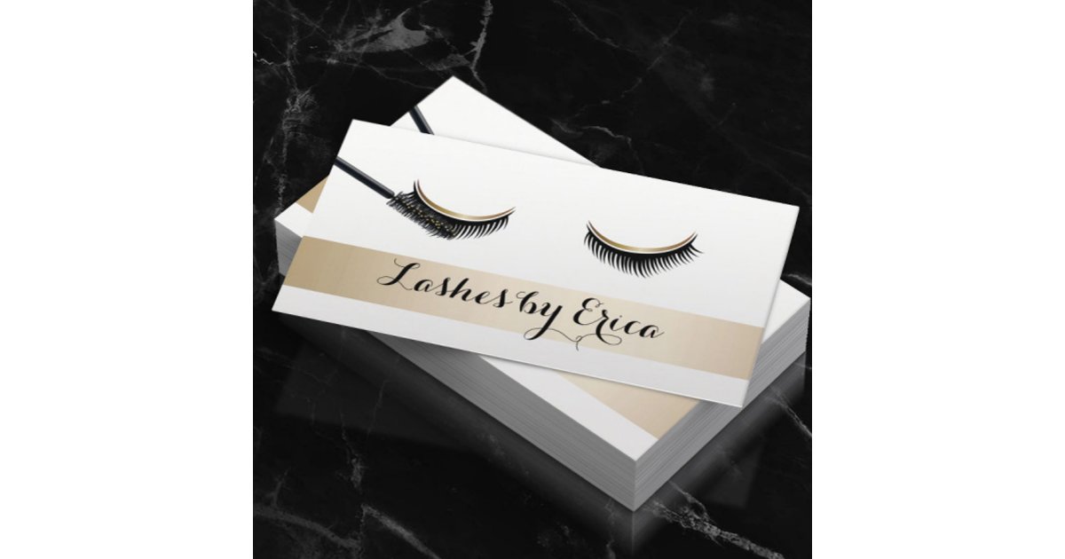 Eyelash Extensions Makeup Artist Gold Stripe Business Card | Zazzle