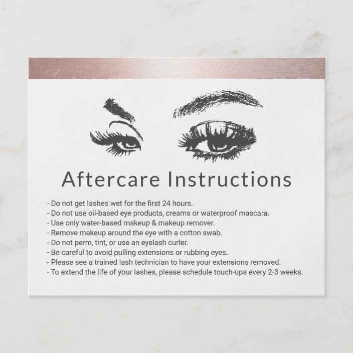 Eyelash Extensions Rose Gold Border Aftercare Flyer | Zazzle.com