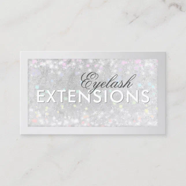 Eyelash Extensions Silver Glitter Card | Zazzle