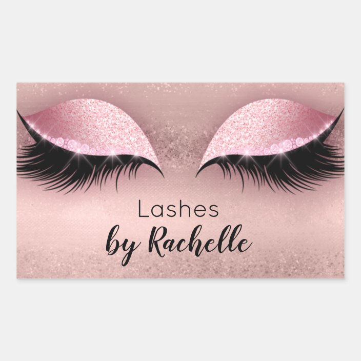 Eyelash Lashes Makeup Blush Pink Rectangular Sticker | Zazzle.com