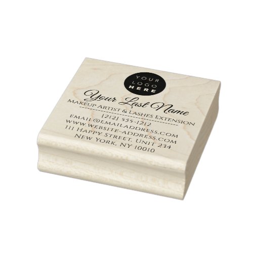 Eyelashes Makeup Artist Custom Logo Name Rubber Stamp | Zazzle