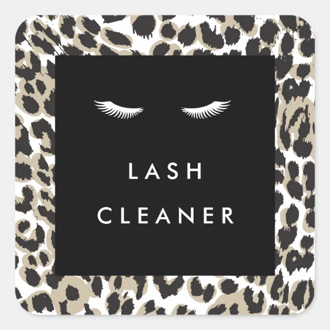 Eyelashes with Leopard Print Lash Cleaner Square Sticker | Zazzle