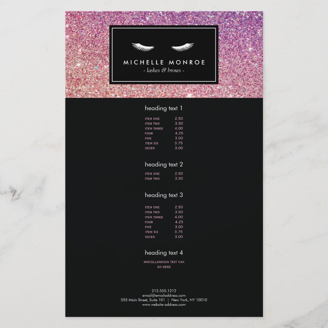 Eyelashes with Purple/Pink Glitter Flyer | Zazzle