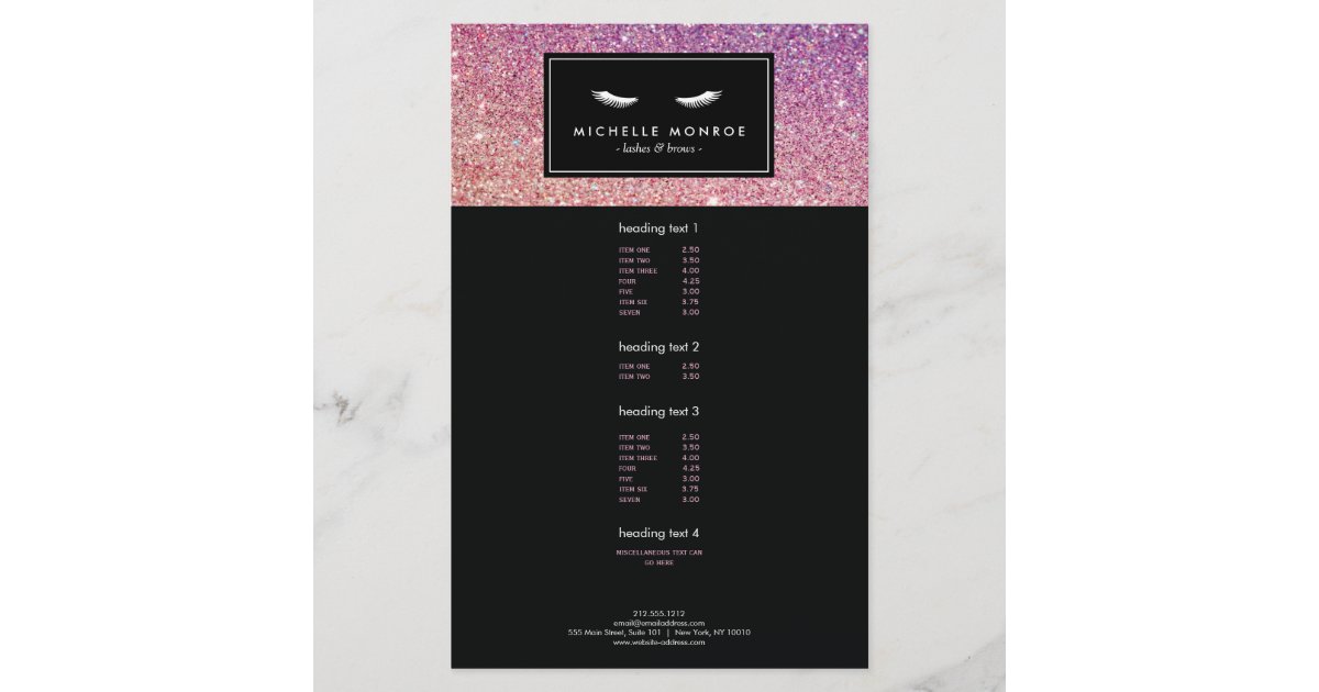 Eyelashes with Purple/Pink Glitter Flyer | Zazzle