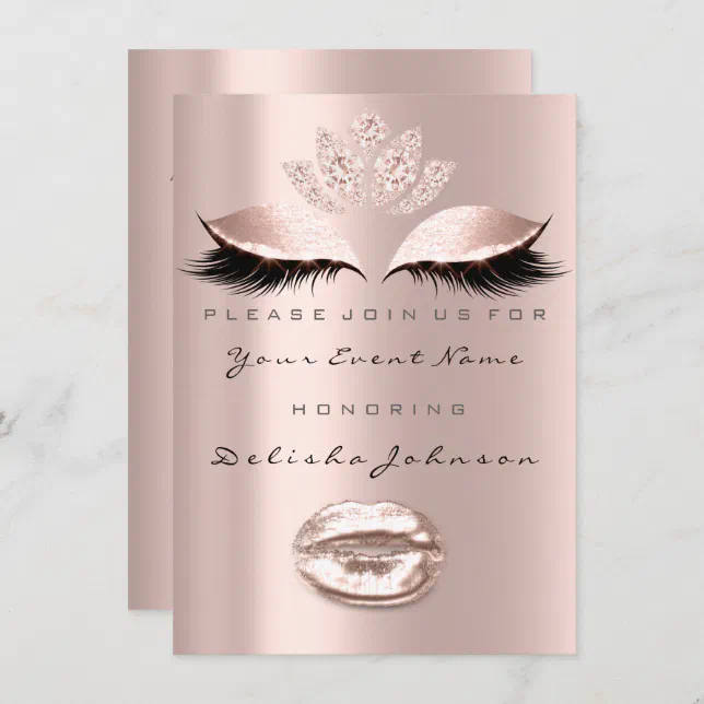Eyes Lips Sweet 16th Drips Glitter Bridal Makeup Invitation | Zazzle