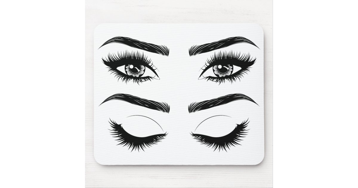 Eyes with long eyelashes and brows mouse pad | Zazzle