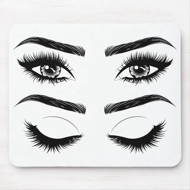 Eyes with long eyelashes and brows mouse pad | Zazzle