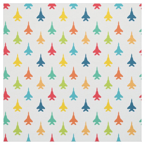 Blue on Blue Strike Eagle Fighter Jet Pattern Fabric | Zazzle