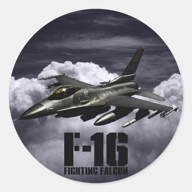 F-16 Fighting Falcon Classic Round Sticker | Zazzle