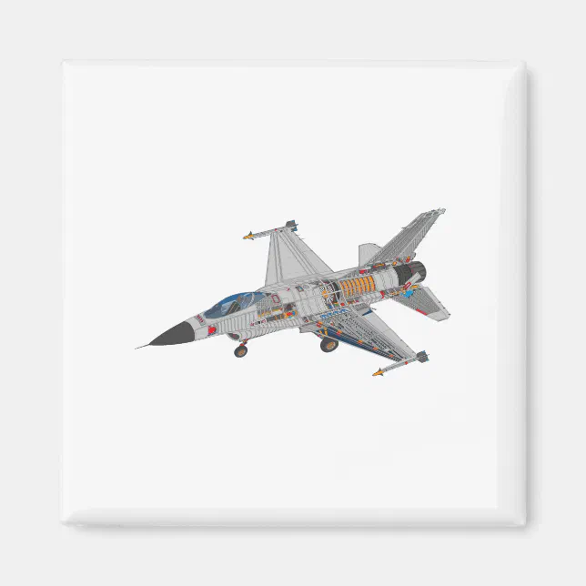 F-16 Military Fighter Jet Internal Mechanics Magnet | Zazzle
