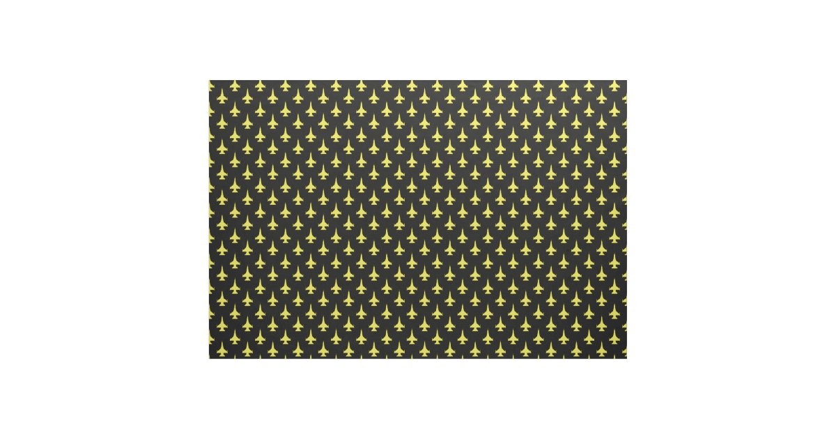 F-16 Viper Fighter Jet Pattern Yellow Fabric | Zazzle