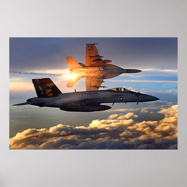 F-18 Sunset Poster | Zazzle