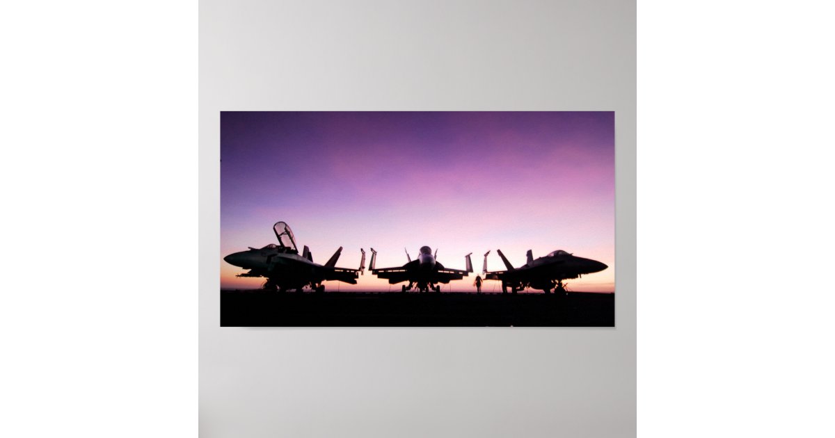 F/A 18 Hornet Aircraft at Sunset Poster | Zazzle