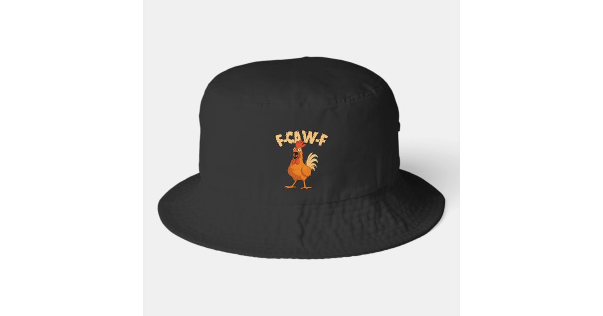 F-CAW-F! Funny Shocked Rooster Chicken Bucket Hat | Zazzle