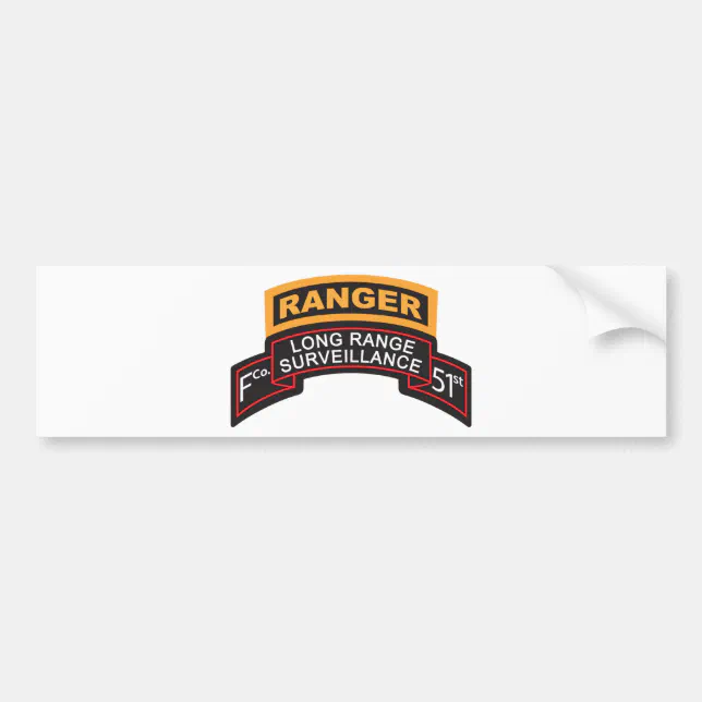 F Co 51st Infantry LRS Scroll, Ranger Tab Bumper Sticker | Zazzle