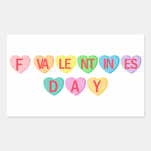 F VALENTINE'S DAY - Candy Hearts Banner Rectangular Sticker | Zazzle