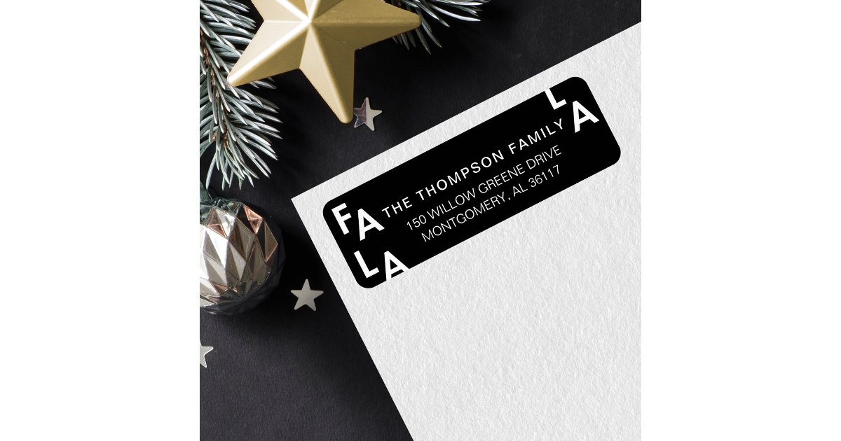 Fa La La Bold Letters Minimalist Modern Black Label | Zazzle