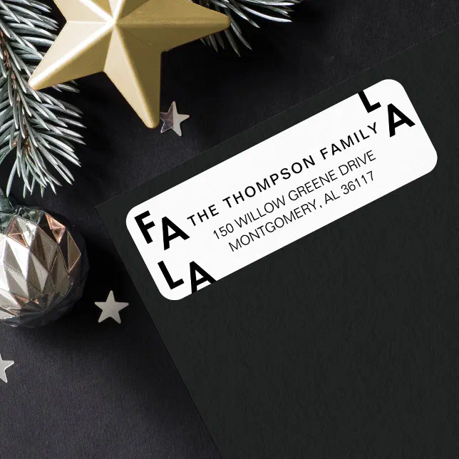 Fa La La Bold Letters Minimalist Modern White Label | Zazzle