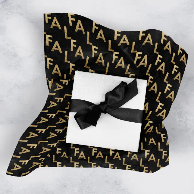 FA LA LA Bold Letters Modern Minimal Black & Gold Tissue Paper | Zazzle