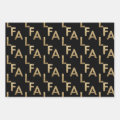 FA LA LA Bold Letters Modern Minimal Black & Gold Wrapping Paper Sheets ...