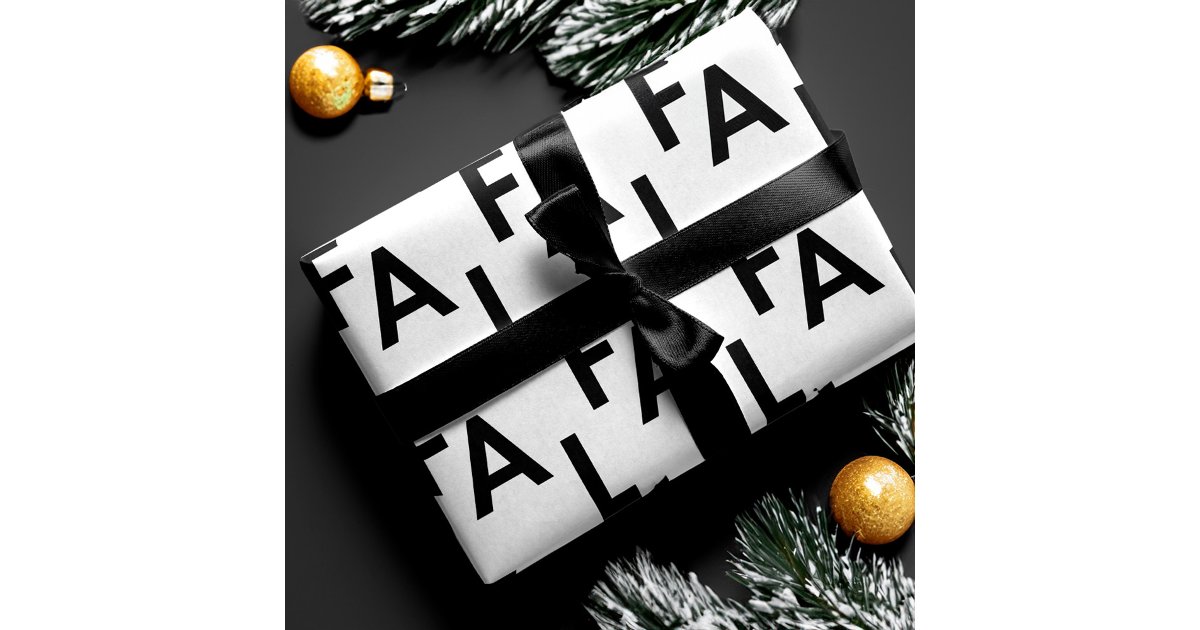 FA LA LA Bold Letters Modern Minimal Black & White Wrapping Paper | Zazzle