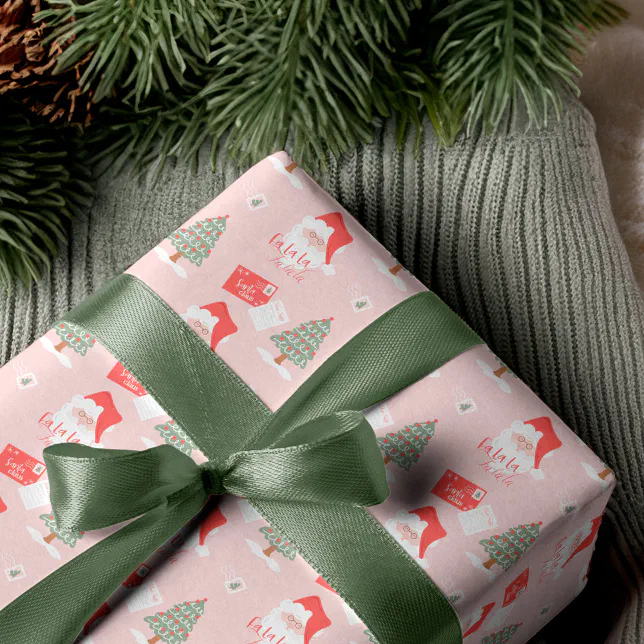 Fa La La Dear Santa Claus Christmas Pattern Wrapping Paper Sheets | Zazzle