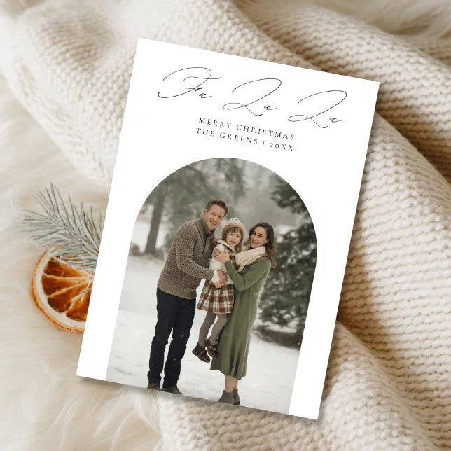 Fa La La Elegant Arch Christmas Family Photo Holiday Card | Zazzle