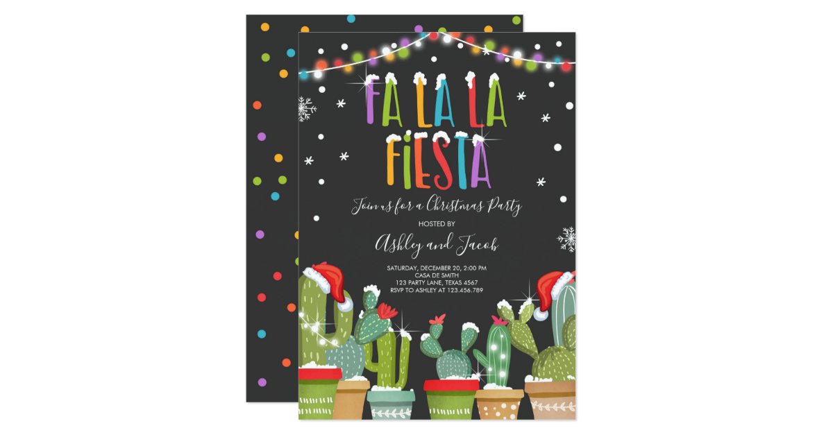 Fa La La Fiesta Christmas Party Invitation Cactus | Zazzle.com