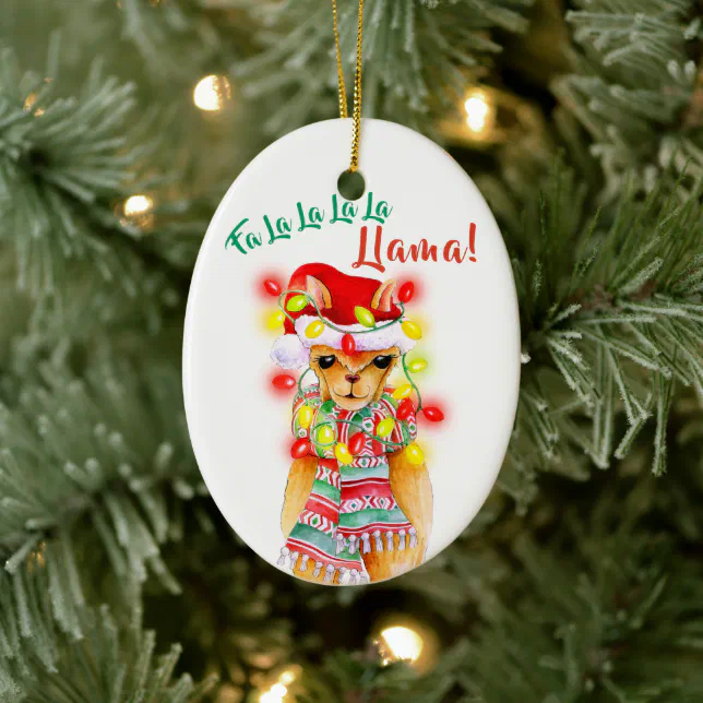 Fa La La La La Llama Christmas Ceramic Ornament | Zazzle