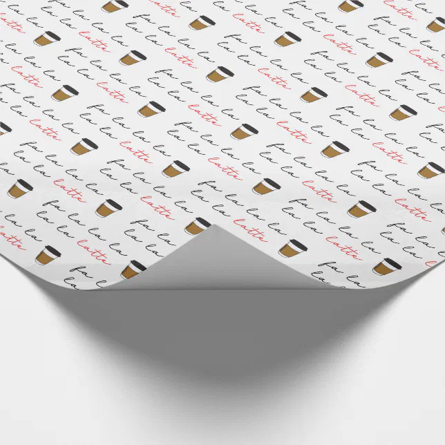 Fa la la la Latte Christmas Coffee Illustration Wrapping Paper | Zazzle